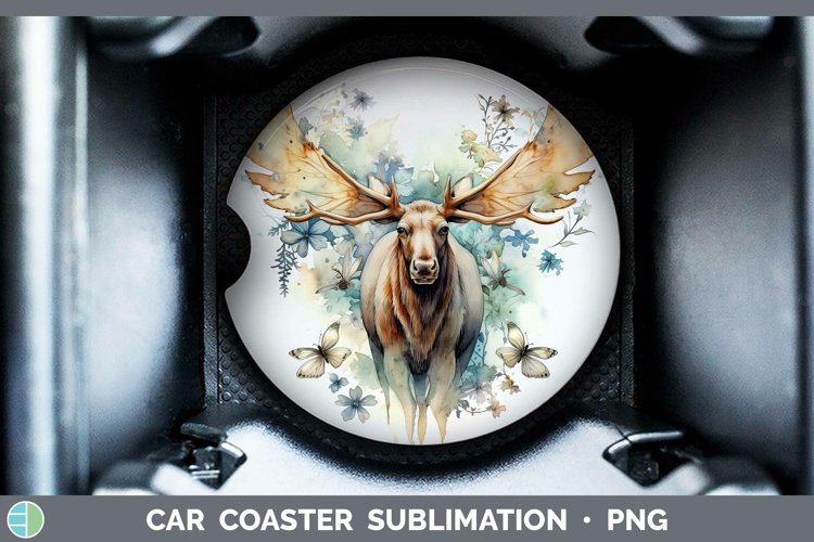 Watercolor Moose Car Coaster | Sublimation Coaster Designs