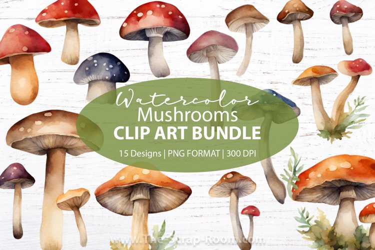 Mushroom Watercolor Clip Art Designs