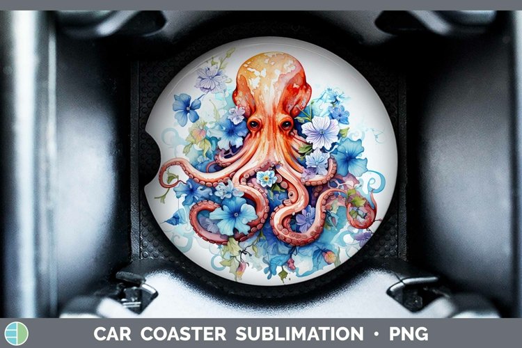 Watercolor Octopus Car Coaster | Sublimation Coaster Designs