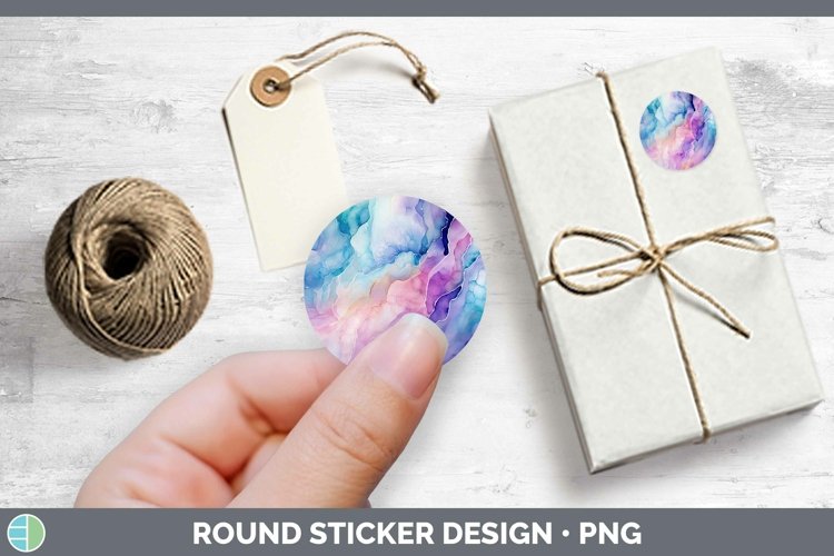 Watercolor Opal Stickers | Round Labels Designs