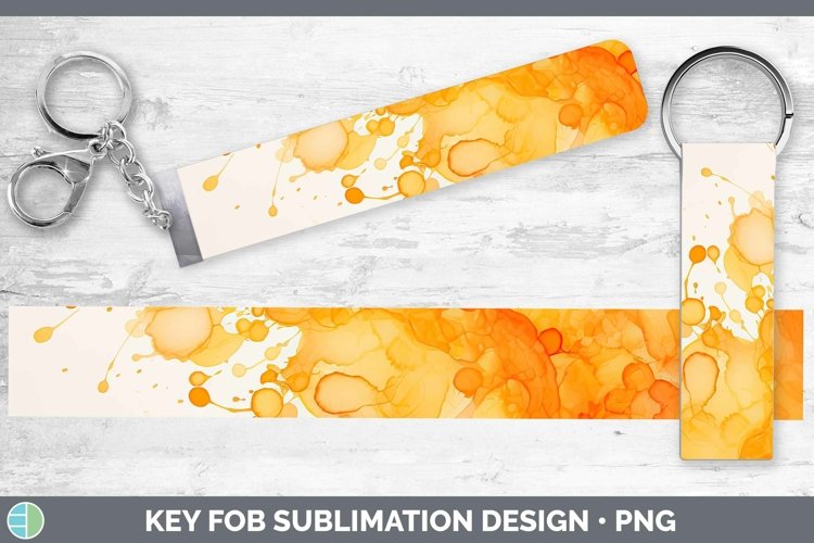 Watercolor Orange Key Fob Sublimation Wristlet Designs