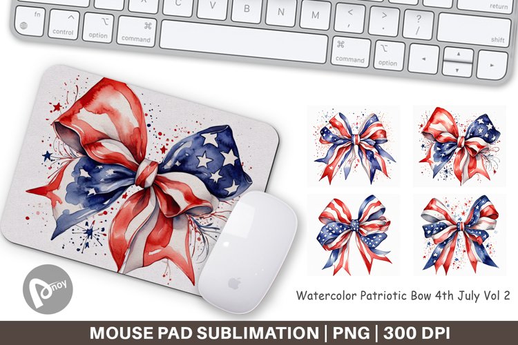Mouse Pad Watercolor Patriotic Bow (3744571)