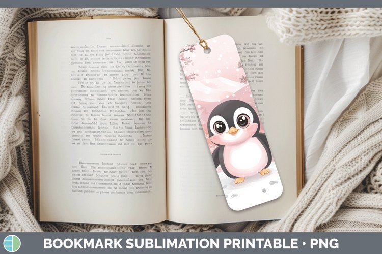 Watercolor Penguin Bookmark Sublimation Printable Designs