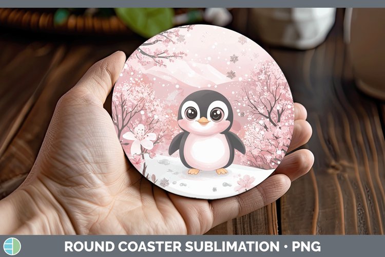 Watercolor Penguin Round Coaster Sublimation Coaster Designs