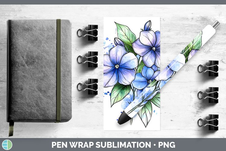 Watercolor Periwinkle Pen Wrap Sublimation Pen Designs