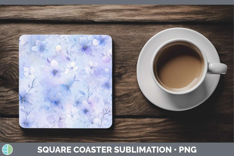 Watercolor Periwinkle Square Coaster Sublimation Coaster Des