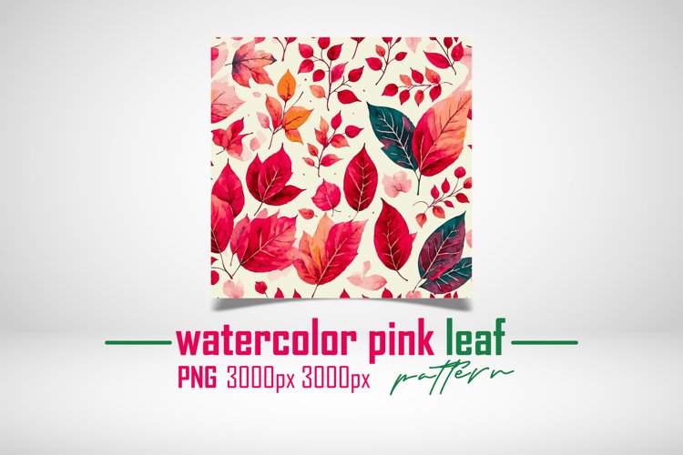 Watercolor Pink Leaf Pattern Design, colorful leaf