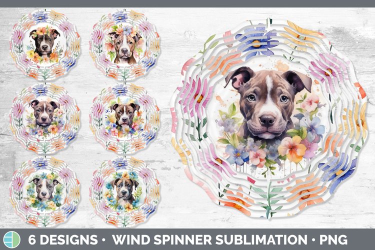 Watercolor Pit Bull Dog Wind Spinner | Sublimation Spinner D