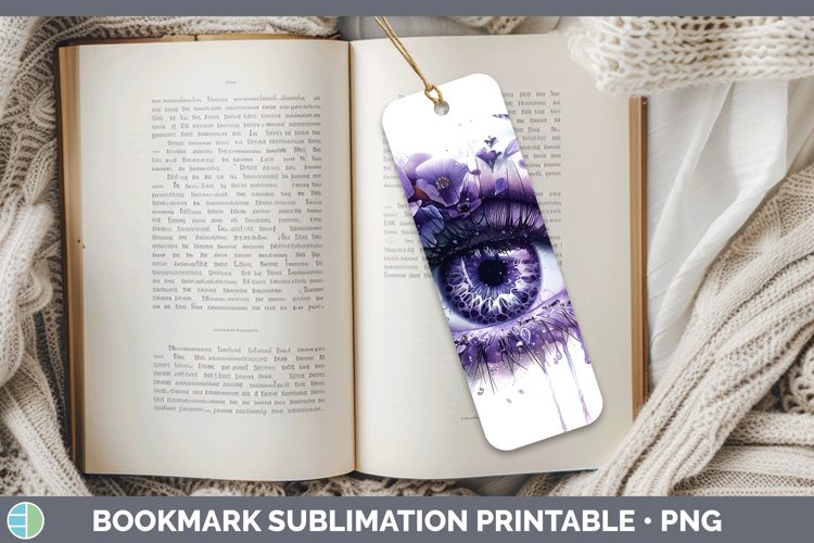 Watercolor Purple Eye Bookmark Sublimation Printable Designs