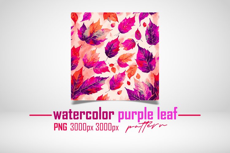 Watercolor Purple Leaf Pattern Design, autumn fall pattern