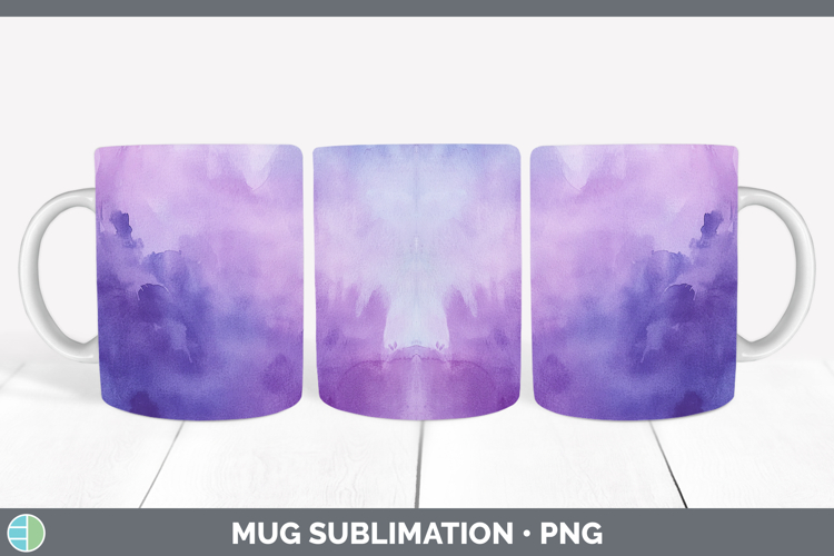 Watercolor Purple Mug Wrap Sublimation Coffee Cup Designs