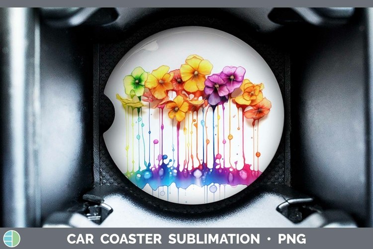 Watercolor Rainbow Buttercup Car Coaster | Sublimation Coast