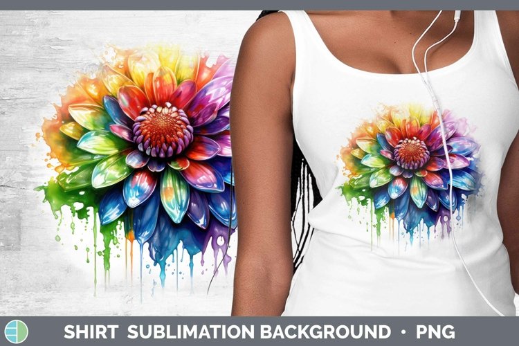 Watercolor Rainbow Chrysanthemum Shirt | Sublimation Sublima