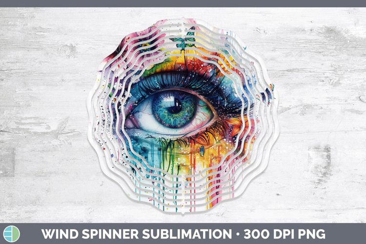 Watercolor Rainbow Eye Wind Spinner Sublimation Spinner Desi