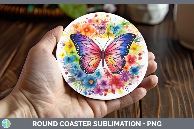 Watercolor Rainbow Round Coaster Sublimation Coaster Designs