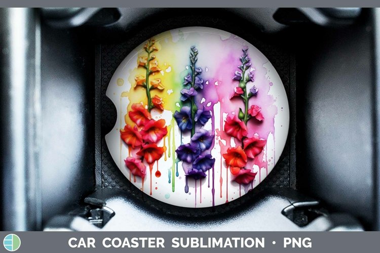 Watercolor Rainbow Snapdragon Car Coaster | Sublimation Coas