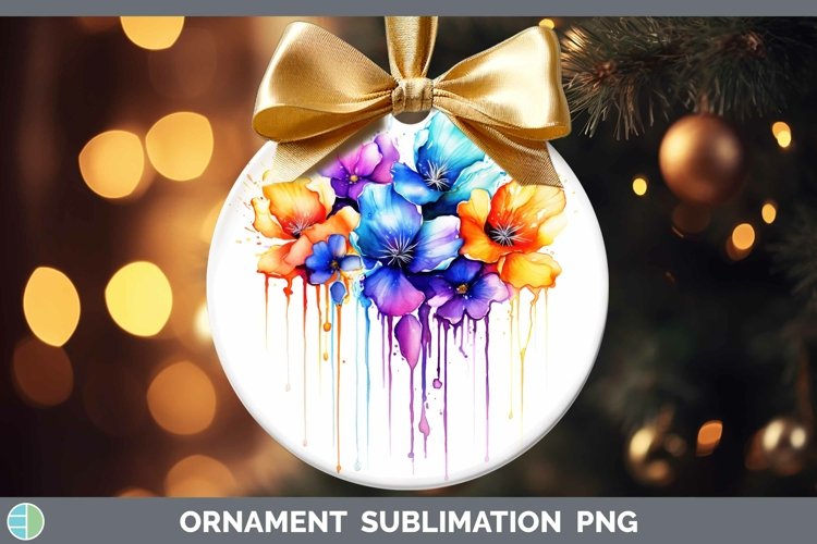 Watercolor Rainbow Violet Ornament | Sublimation Bauble Desi