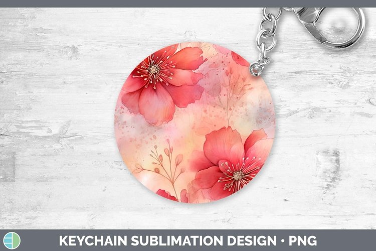 Watercolor Red Keychain Sublimation Keyring Designs