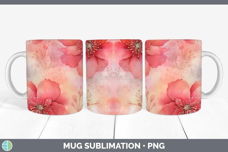 Watercolor Red Mug Wrap Sublimation Coffee Cup Designs