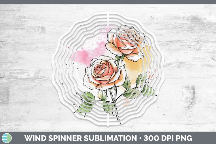 Watercolor Rose Wind Spinner Sublimation Spinner Designs