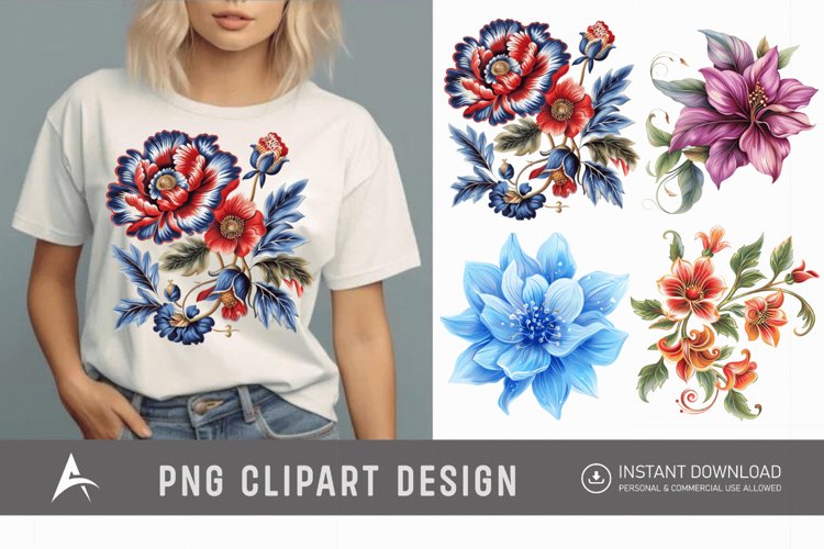 Watercolor Royal Flower Clipart