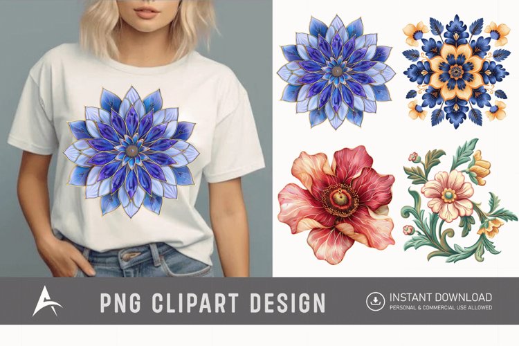 Watercolor Royal Flower Clipart