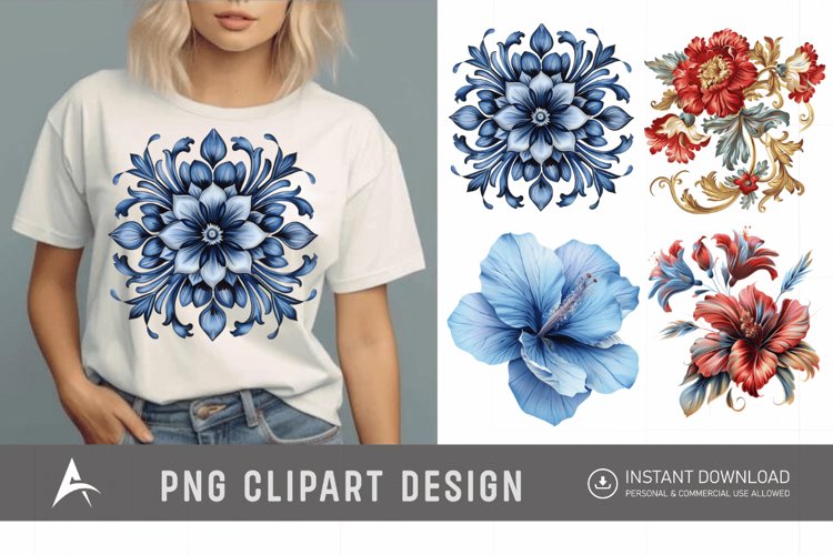 Watercolor Royal Flower Clipart