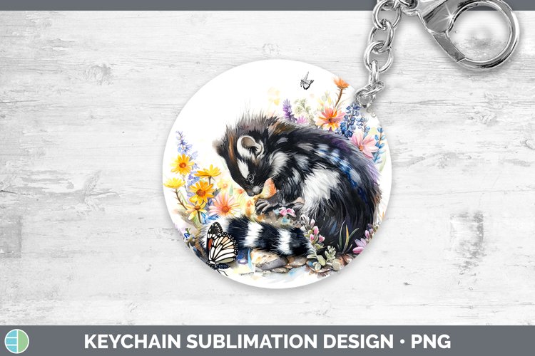 Watercolor Skunk Keychain Sublimation Keyring Designs