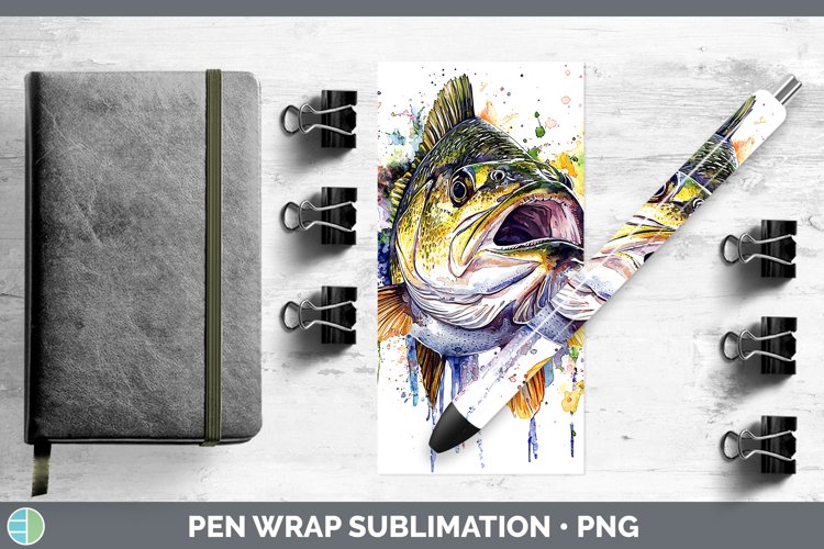 Watercolor Splash Bass Pen Wrap Sublimation Pen Designs