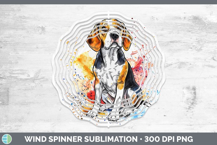Watercolor Splash Beagle Wind Spinner Sublimation Spinner De