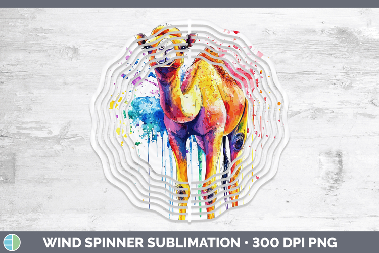 Watercolor Splash Camel Wind Spinner Sublimation Spinner Des