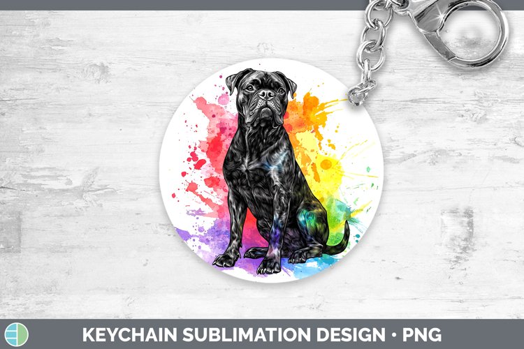 Watercolor Splash Cane Corso Keychain Sublimation Keyring De