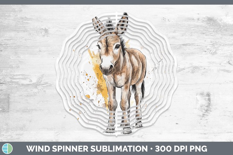 Watercolor Splash Farm Donkey Wind Spinner Sublimation Spinn
