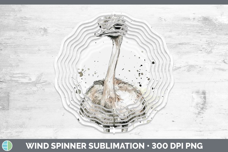 Watercolor Splash Farm Ostrich Wind Spinner Sublimation Spin