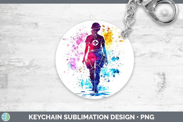 Watercolor Splash Female EMT Keychain Sublimation Keyring De