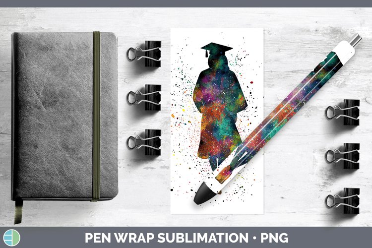 Watercolor Splash Female Graduate Pen Wrap Sublimation Pen