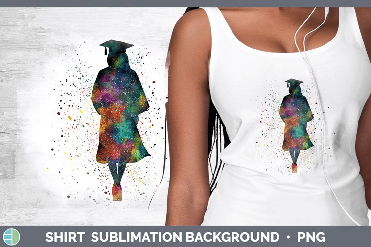 Watercolor Splash Female Graduate Shirt Sublimation Sublima