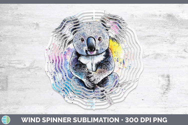 Watercolor Splash Koala Wind Spinner Sublimation Spinner Des