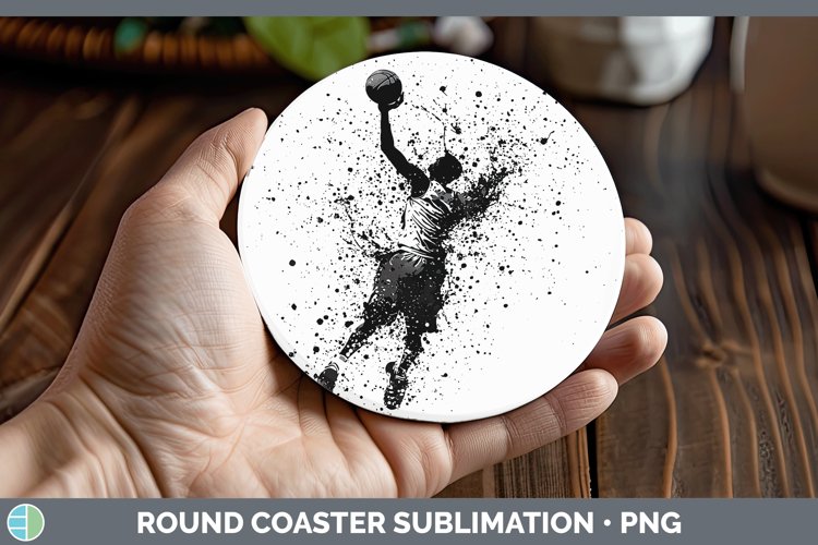 Watercolor Splash Male Basketball Round Coaster Sublimation