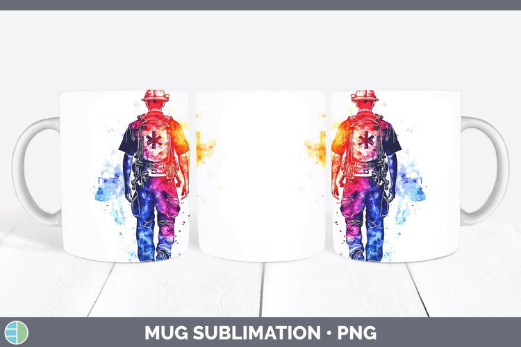 Watercolor Splash Male EMT Mug Wrap Sublimation Coffee Cup D