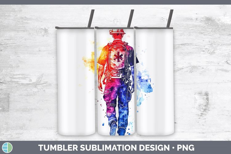 Watercolor Splash Male EMT Tumbler Sublimation 20 oz Skinny