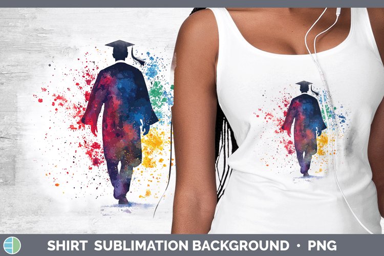 Watercolor Splash Male Graduate Shirt Sublimation Sublimatio