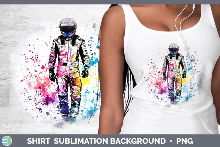 Watercolor Splash Male Race Car Driver Shirt Sublimation Sub