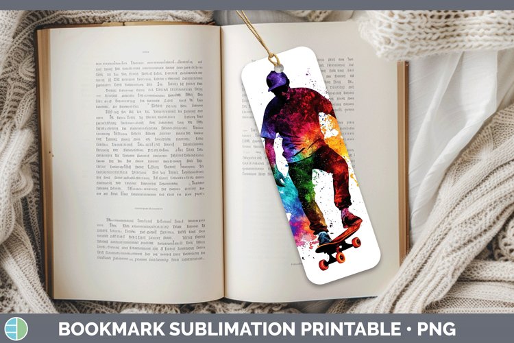 Watercolor Splash Male Skateboarder Bookmark Sublimation Pri