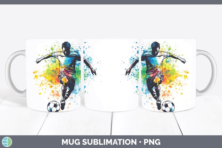 Watercolor Splash Male Soccer Mug Wrap Sublimation Coffee Cu