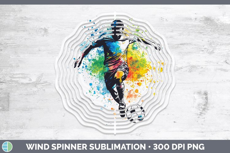 Watercolor Splash Male Soccer Wind Spinner Sublimation Spinn