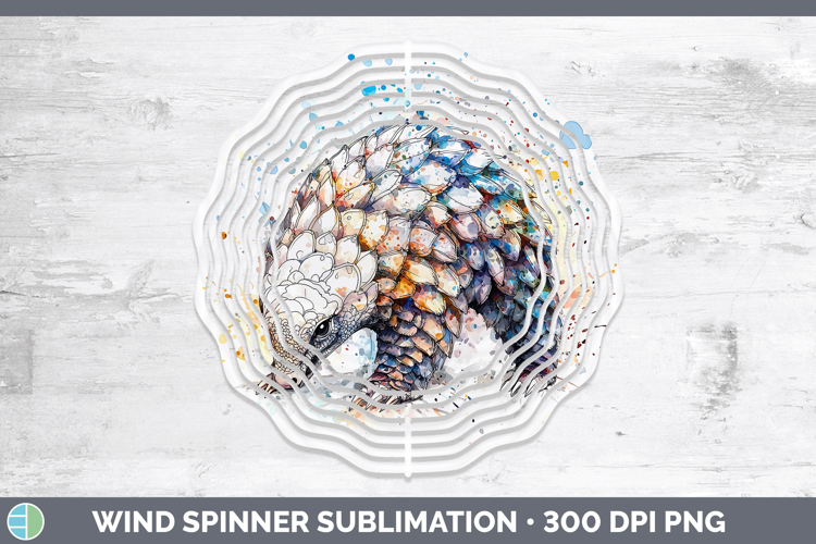 Watercolor Splash Pangolin Wind Spinner Sublimation Spinner