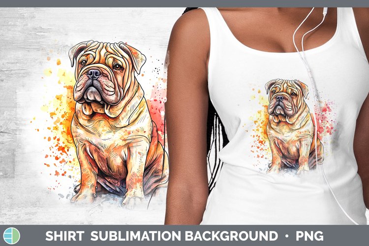Watercolor Splash Shar Pei Shirt Sublimation Sublimation Bac
