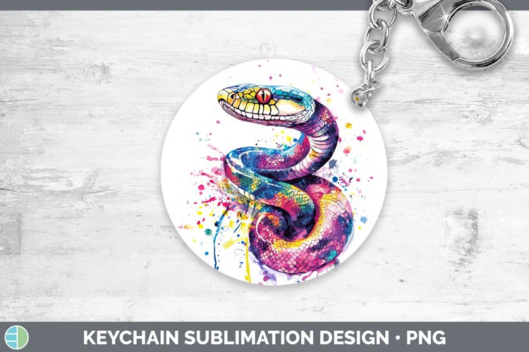 Watercolor Splash Snake Keychain Sublimation Keyring Designs