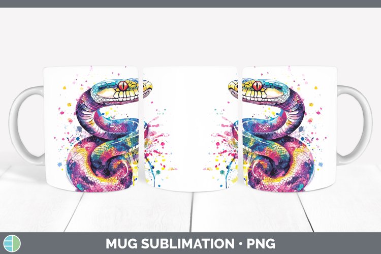 Watercolor Splash Snake Mug Wrap Sublimation Coffee Cup Desi